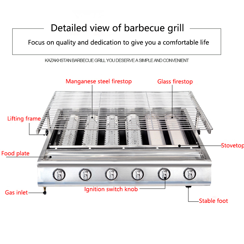 Heads smokeless Roaster stainless steel BBQ Griller stainless Gas ...