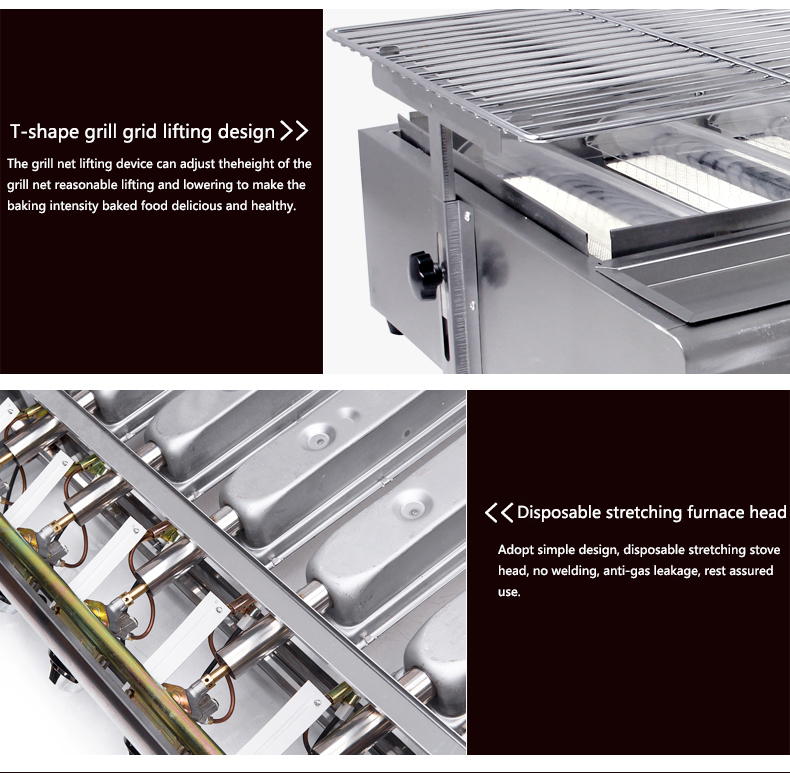 Heads smokeless Roaster stainless steel BBQ Griller stainless Gas ...