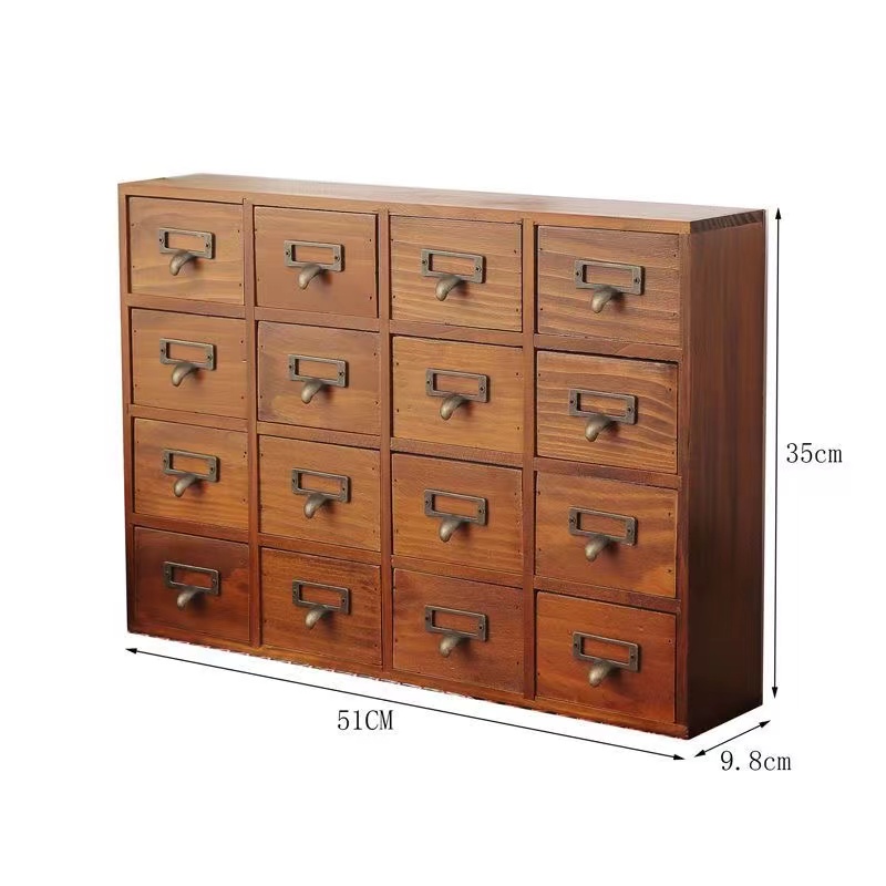 16 solid wood retro desktop storage small drawer mini storage cabinet ...