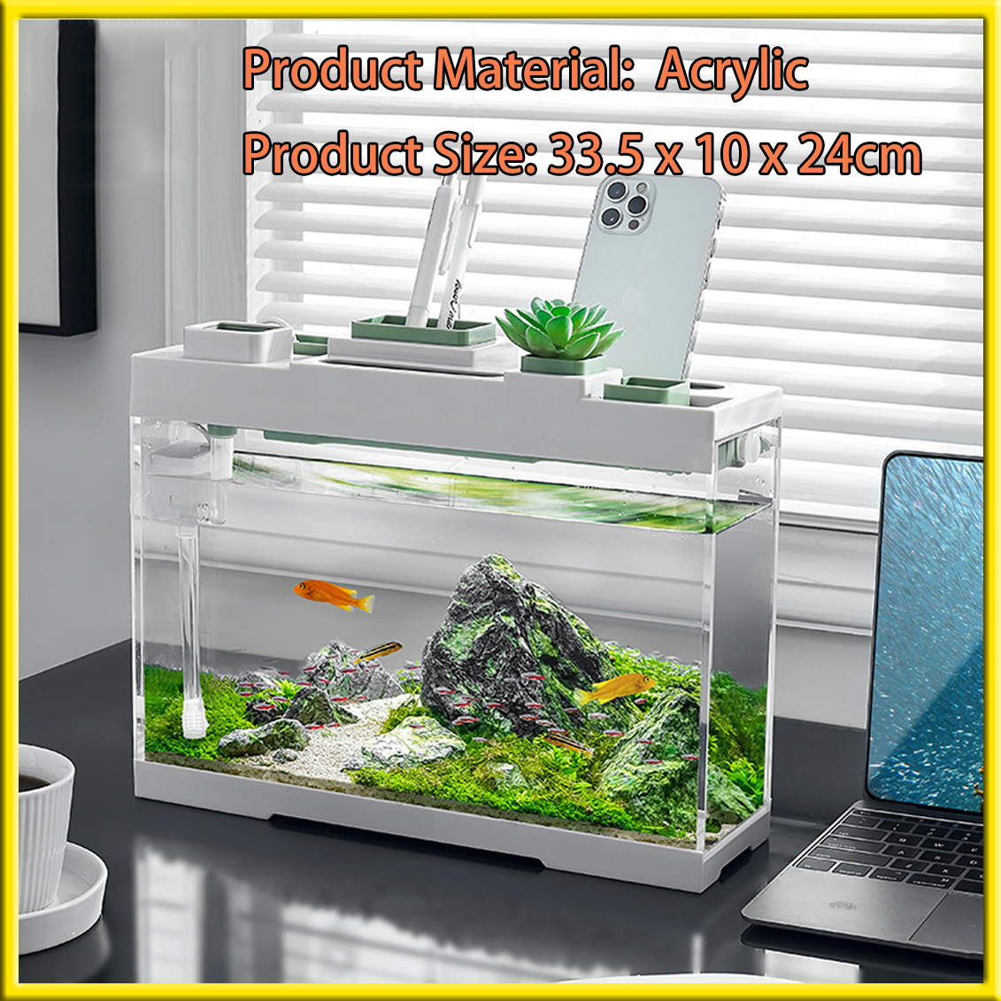 Smart Aquarium kit 1.5 Gallon Betta Fish Tank self Cleaning , with ...