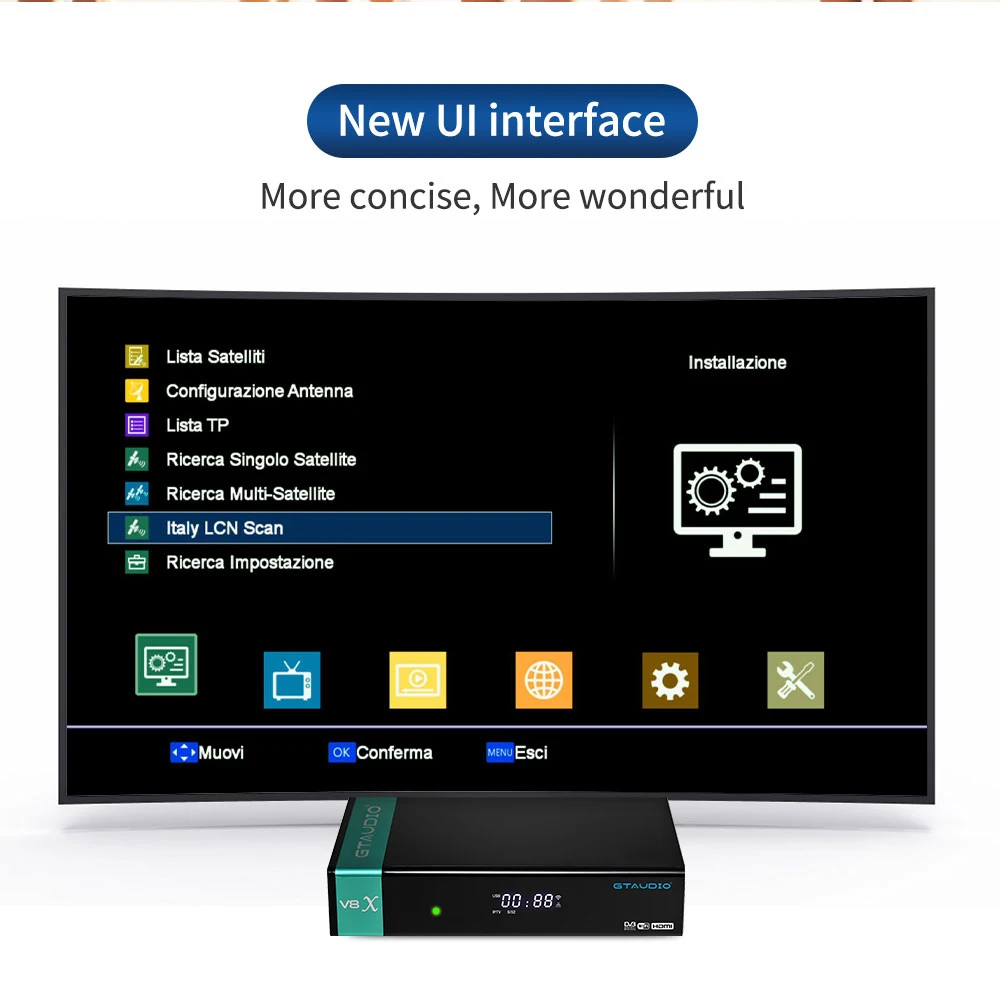 GTAUDIO V8X Satellite Receiver DVB-S/S2/S2X,VCM/ACM/multi-stream 1080P ...