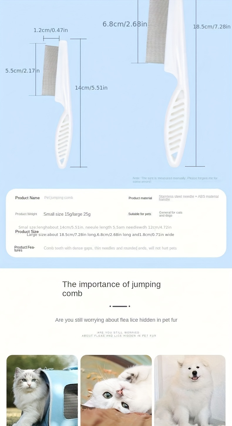 Fine Tooth Pet Comb for Dogs & Cats - Narrow Gap Face Comb with Dense ...