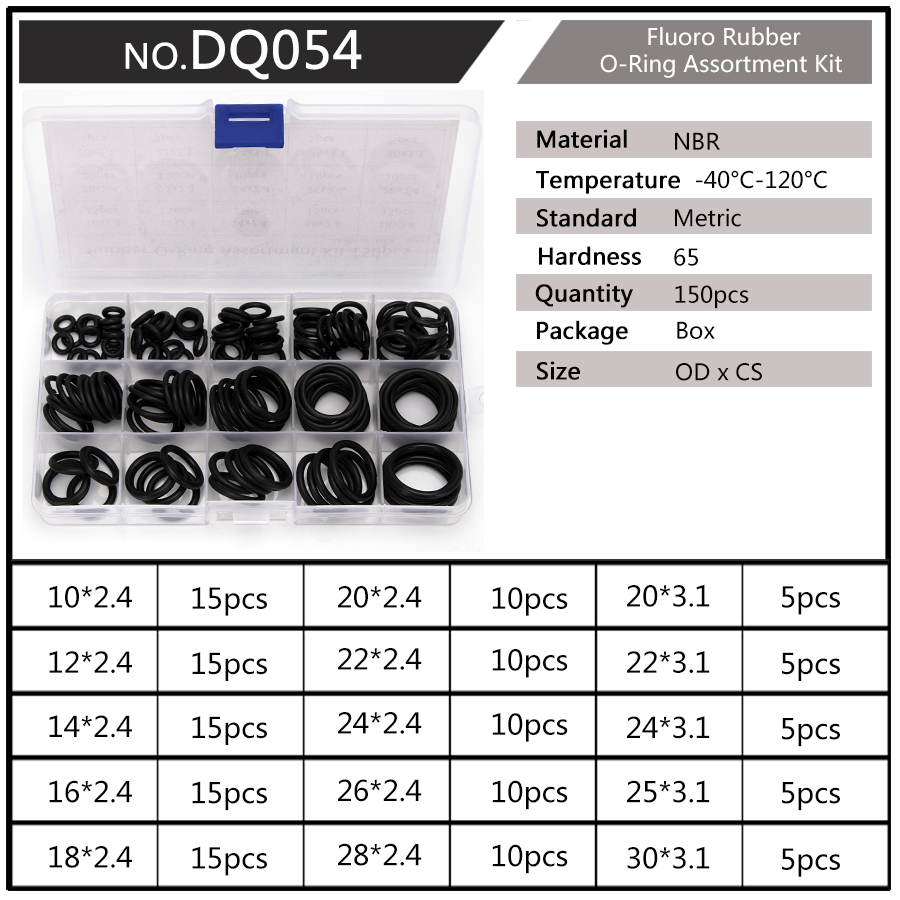 150PCS 160PCS NBR Rubber Gasket Replacements Sealing O-rings Kit OD 6 ...