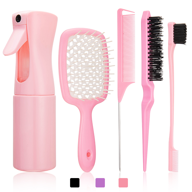 5Pcs Women Anti Static Hair Brush Curly Hair Curved Rat Tail Comb Set ...