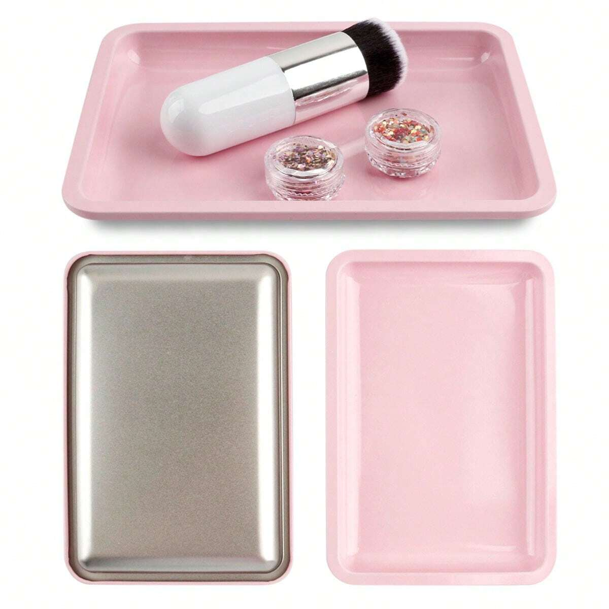 Square Stainless Steel Cosmetics Manicure Tool Storage Tray Tray ...