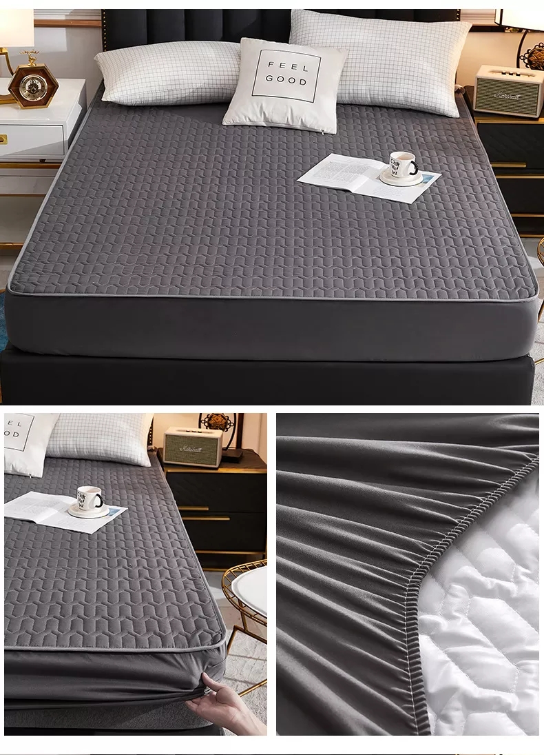 DreaMe Waterproof Mattress Protector Non-slip Fitted Sheet Plain Pure ...