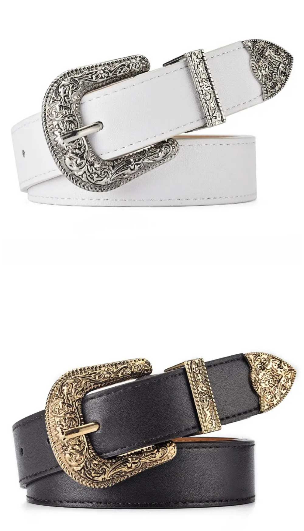 Women'S Belt Vintage Carved Needle Buckle Men'S Belt Punk Hip Hop Rock ...