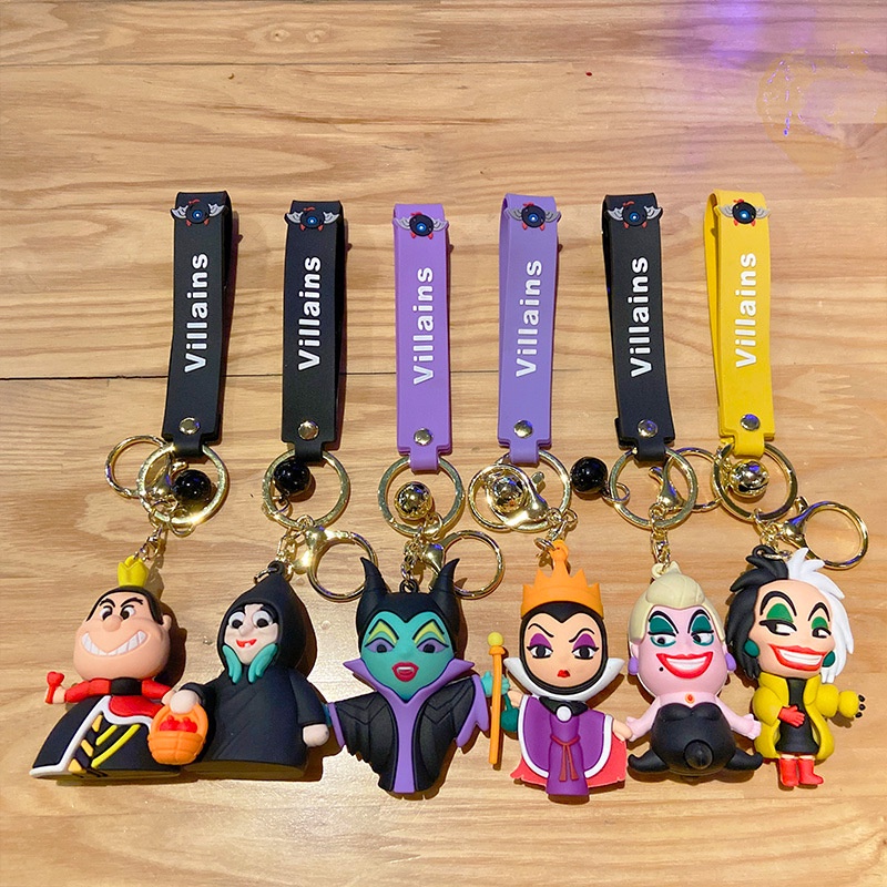 Villain Action Figure Keychain Maleficent Cruella Ursula The Evil Queen Witch Doll Kids Key Ring ...