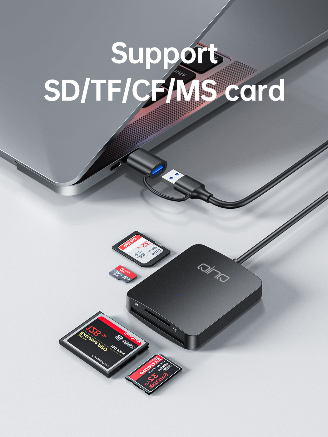 Ready Stock QINQ USB3.0 Multi-Card Reader with Type-C Support, Reads SD ...