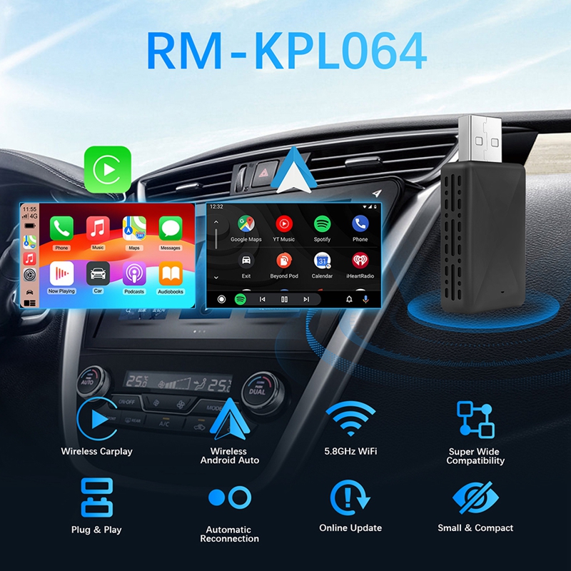Mini Wired to Wireless 2 in 1 AI Box Carplay 5G Wif & Bluetooth 5.0 ...