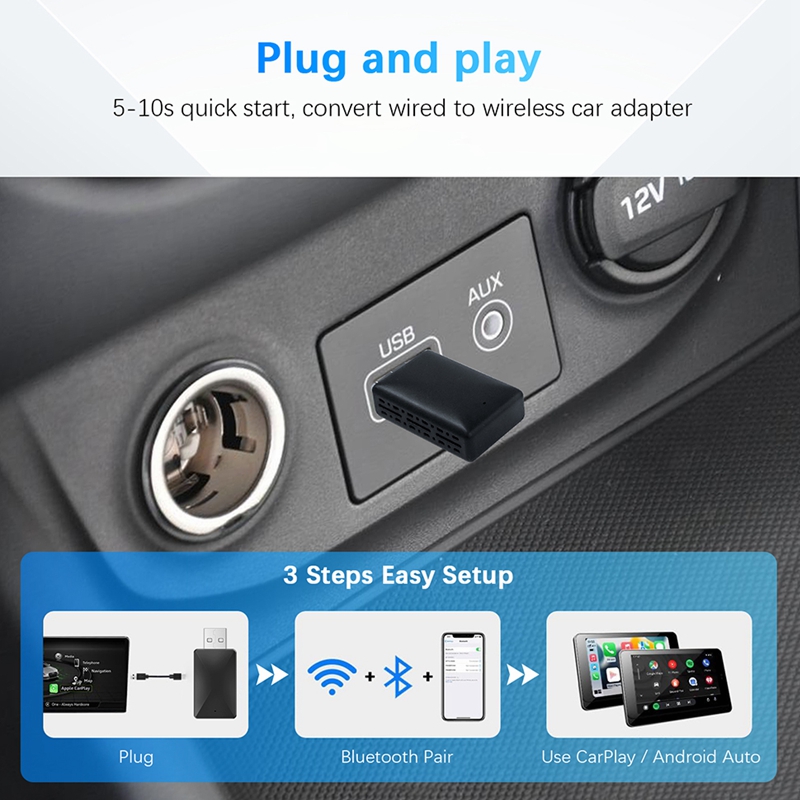 Mini Wired to Wireless 2 in 1 AI Box Carplay 5G Wif & Bluetooth 5.0 ...