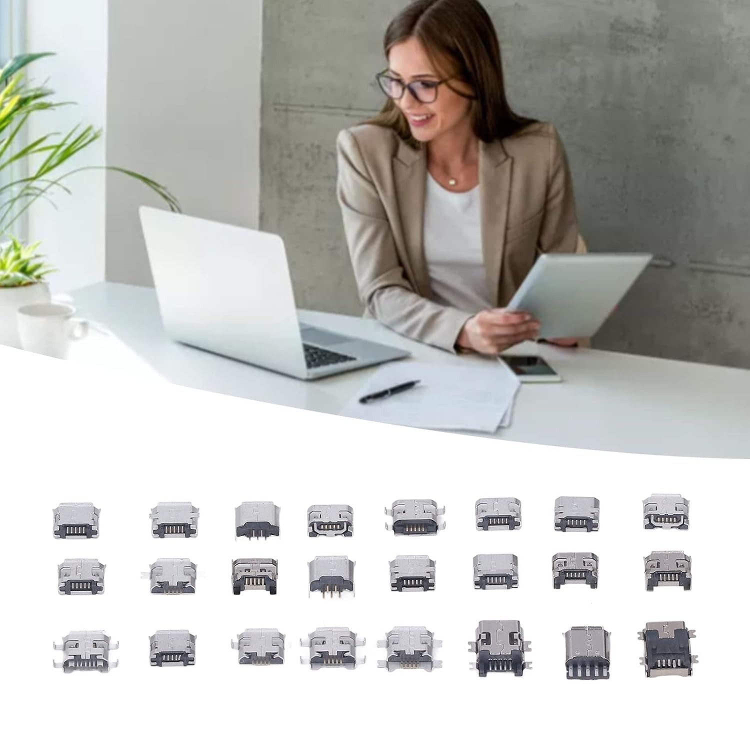 240PCS USB Female Socket Connector, Stainless Steel Micro USB Connector ...