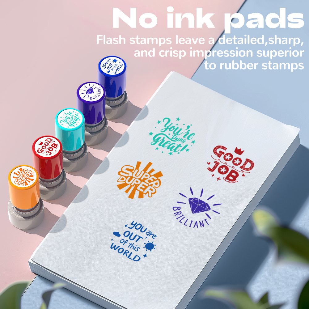 5 Pieces Package Teacher Stamp Teacher Self-Charging Rubber Stamp ...
