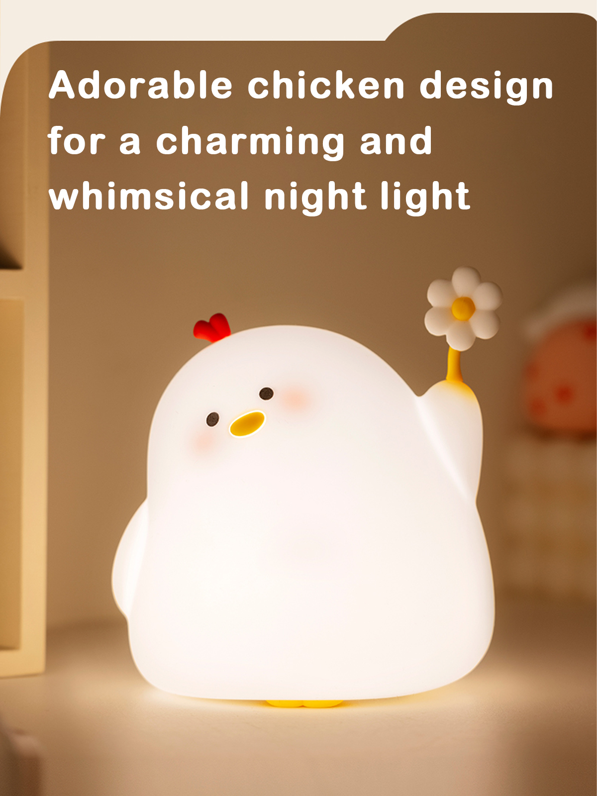 Cute Chicken Night Light, Silicone Dimmable Nursery Nightlight ...