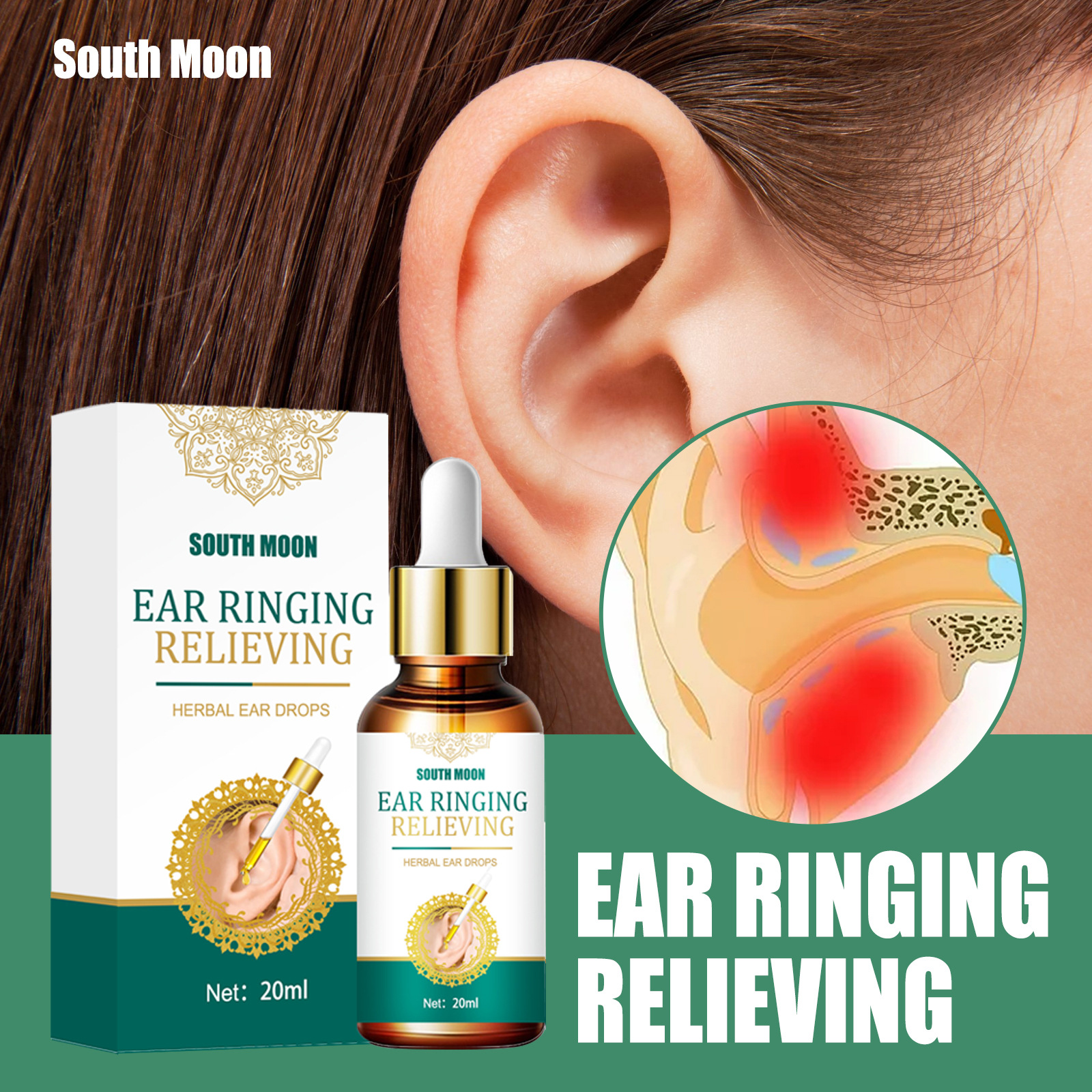 South Moon Tinnitus liquid Ear Drop Treatment Ear Care Relieve Tinnitus ...