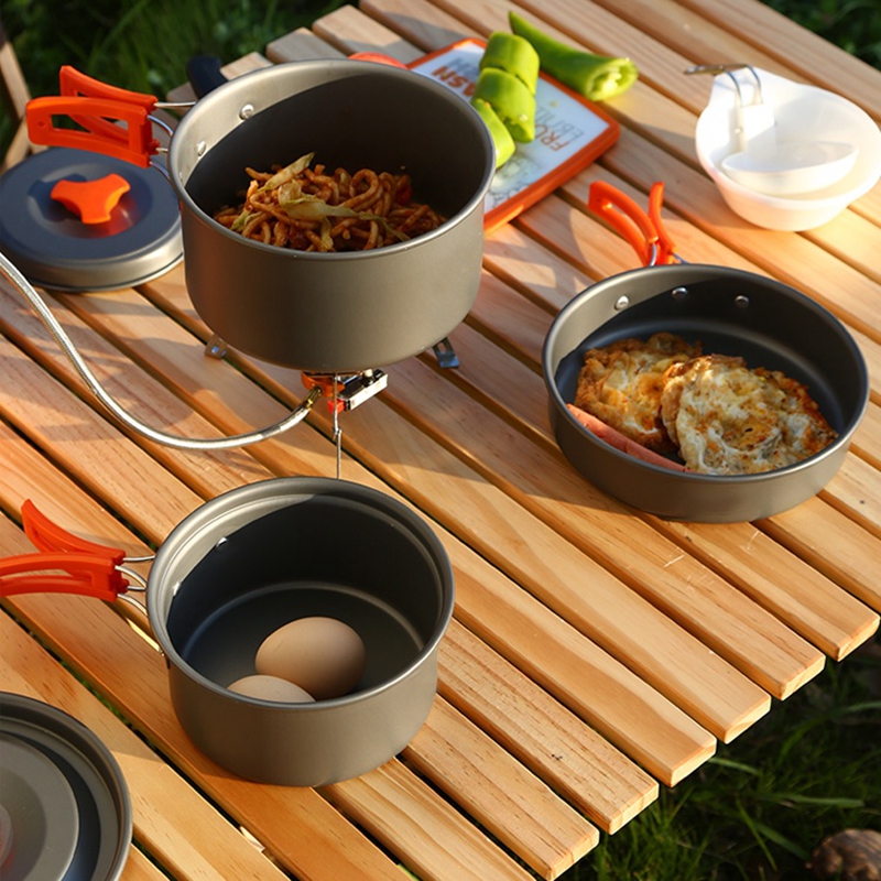 【Local shipment】outdoor portable stainless camping cooking pot set ...