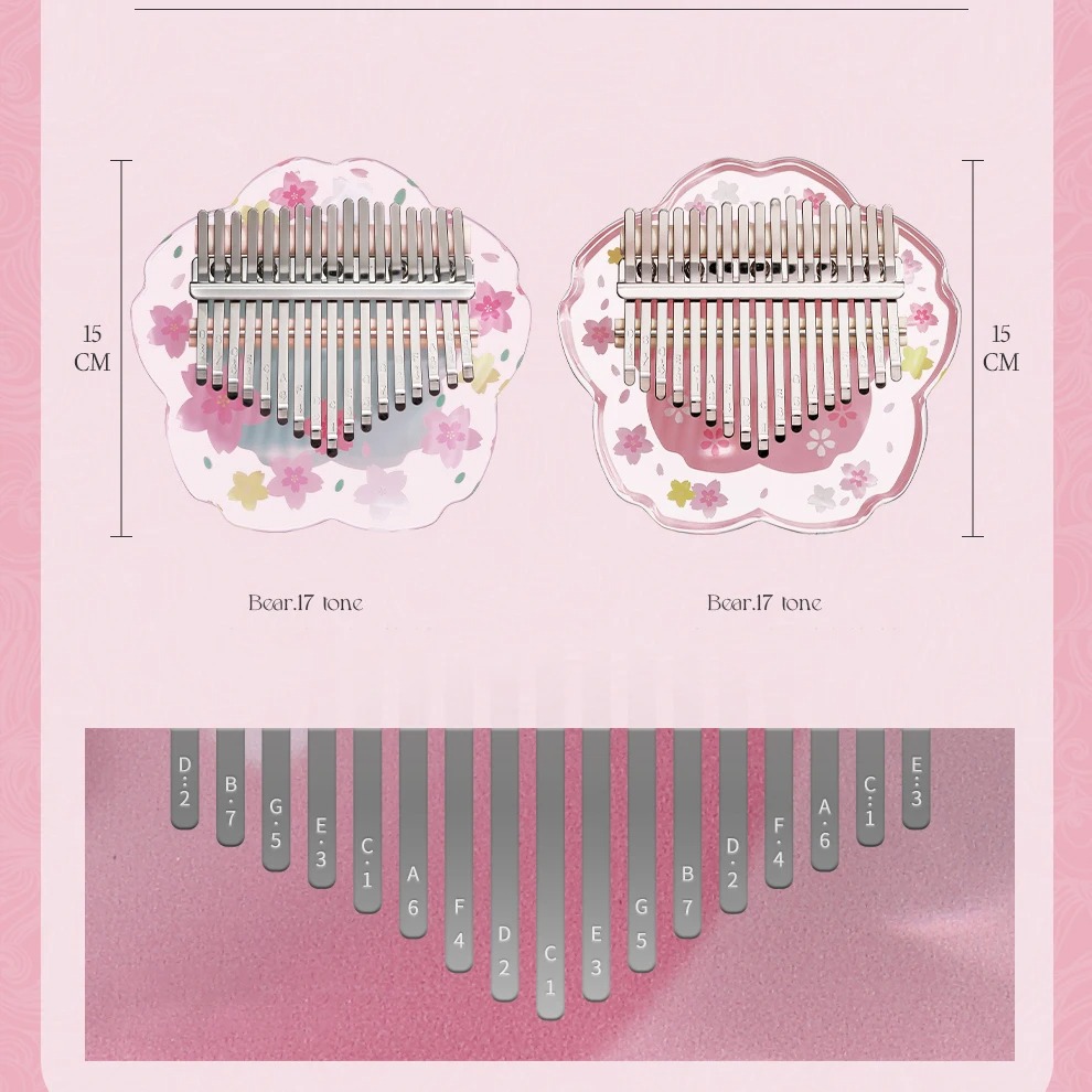 HUASHU Cherry Blossom Series 17 Tone 21 Tone Thumbhard Kalimba Acrylic ...