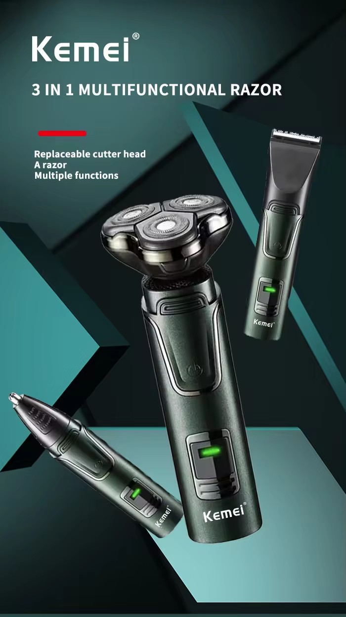 Kemei 3 in1 Rechargeable Electric Shaver Beard Facial Hair Trimmer Razor Shaver For men's ...