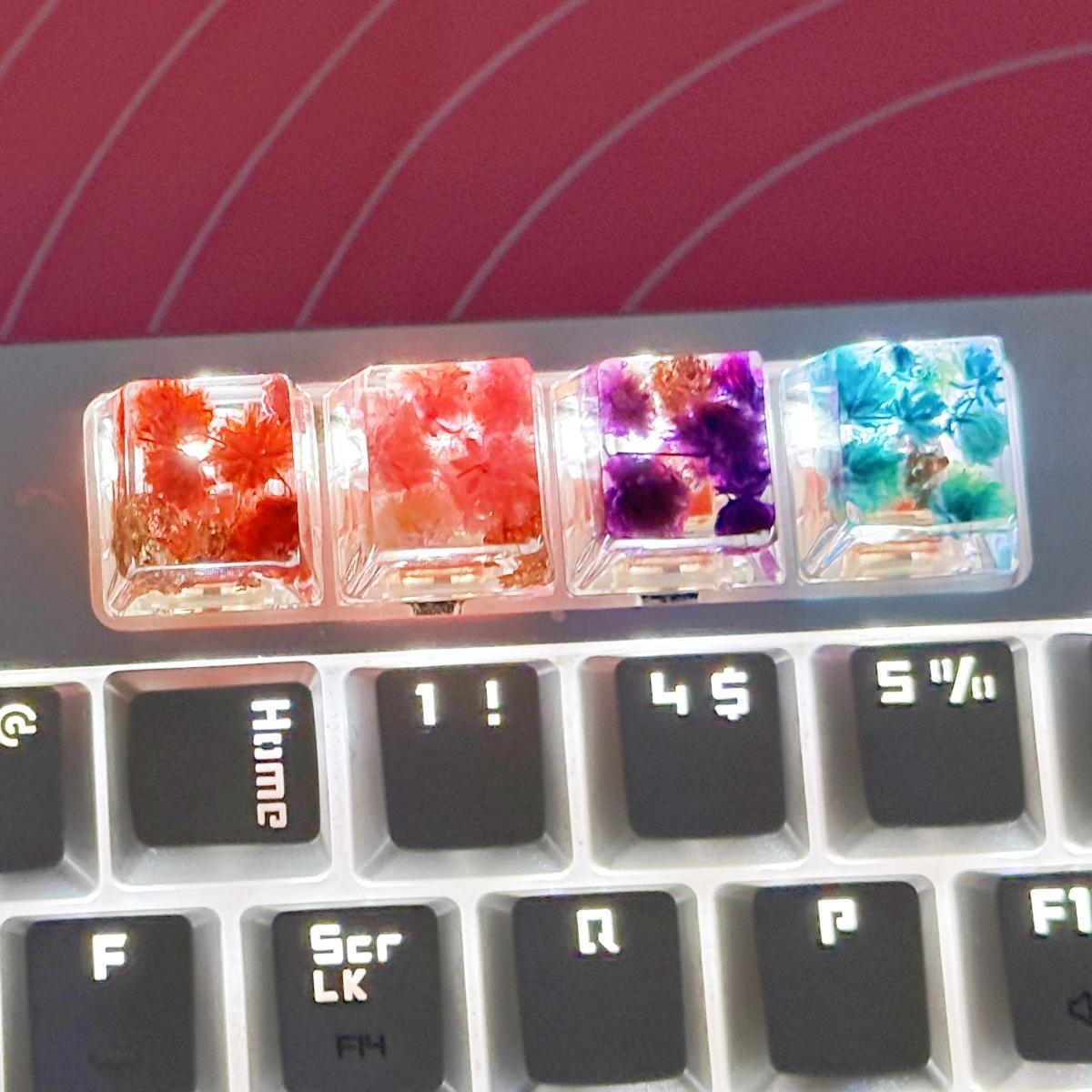 1Pcs Red Yellow Blue Purple Pink Big Baby's Breath Keycaps Pink Small ...