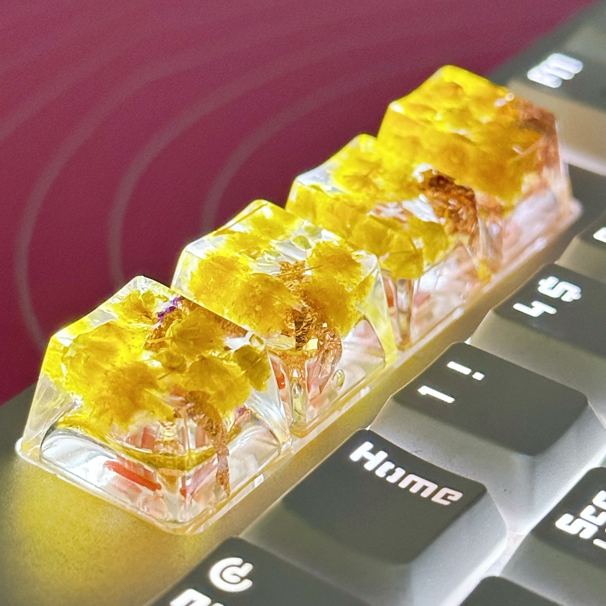 1Pcs Red Yellow Blue Purple Pink Big Baby's Breath Keycaps Pink Small ...