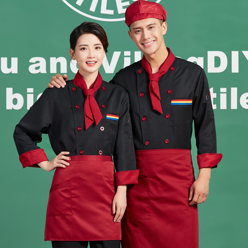 Ready Stock Chef Uniform/Chef Hat/Chef Apron Long sleeves Cake Shop ...