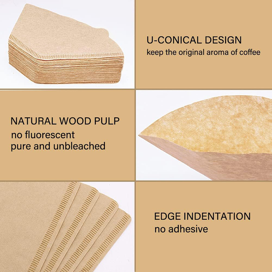 50pcs Cone Coffee Filter 1-4 cup Natural Paper Disposable for Pour Over ...