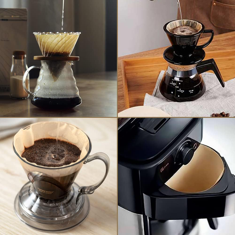 50pcs Cone Coffee Filter 1-4 cup Natural Paper Disposable for Pour Over ...