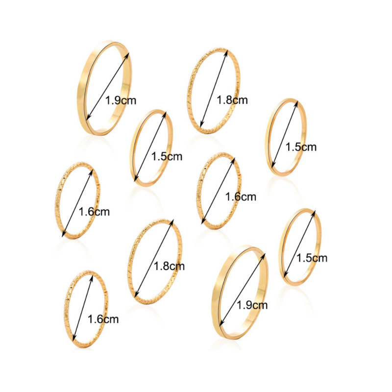 Trendy Alloy Ring Set 10Pcs Creative Minimalist Vintage Knuckle Rings ...