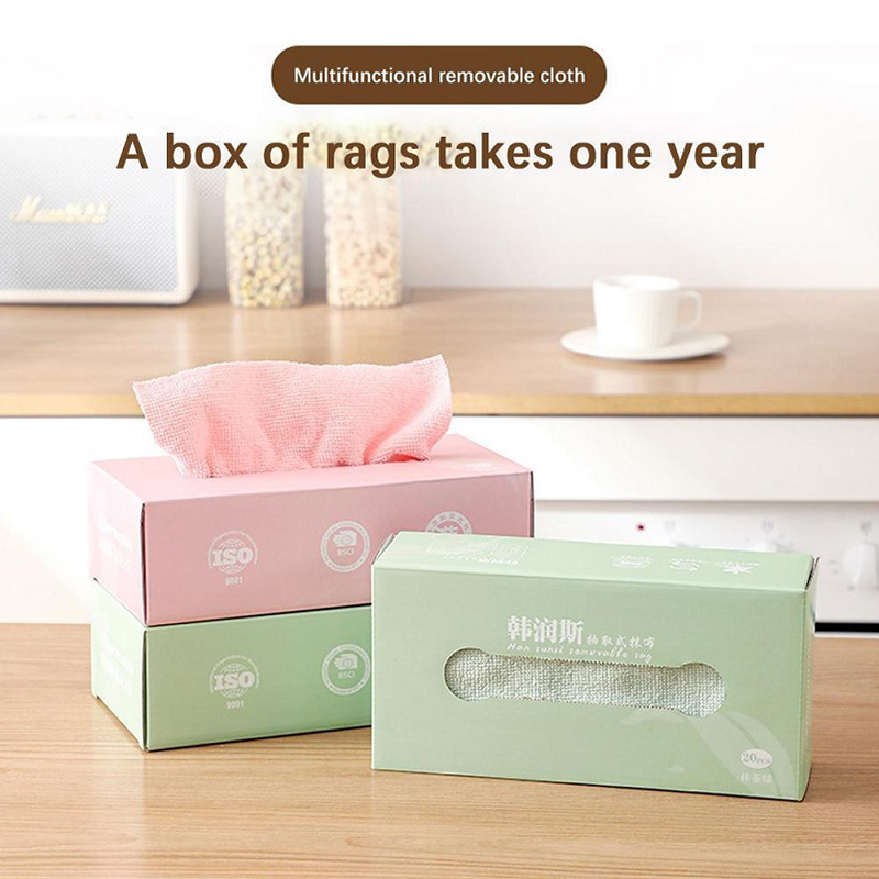 20pcs/box Removable Dishcloth Reusable Absorbent Microfiber Kitchen ...