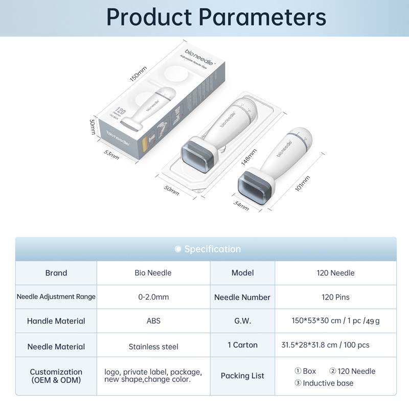 Bio Needle 120 Hair Derma Stamp Microneedle for Beard Hair Growth Skin ...