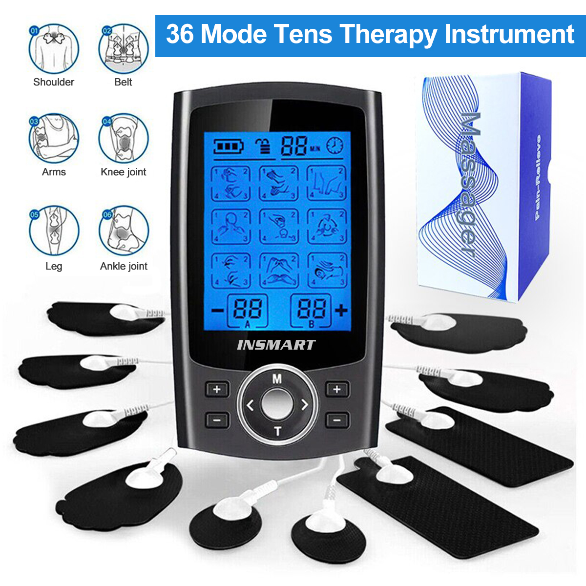 INSMART 36 Modes 2 Channels 3in1 TENS Electric Stimulation ...
