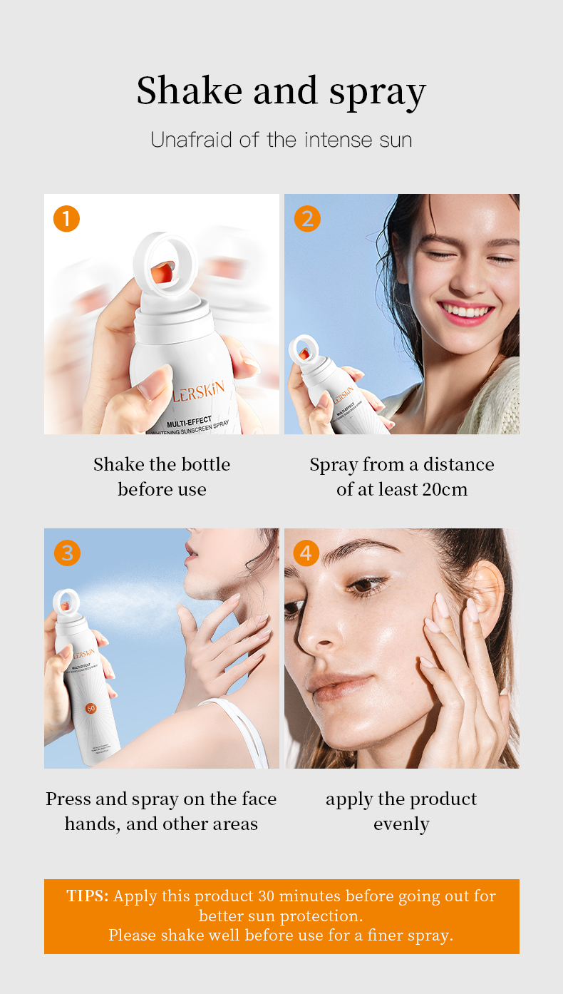 ICE LERSKIN Sunscreen Spray SPF 50+ PA++++ 150ml sunblockOutdoor mist ...