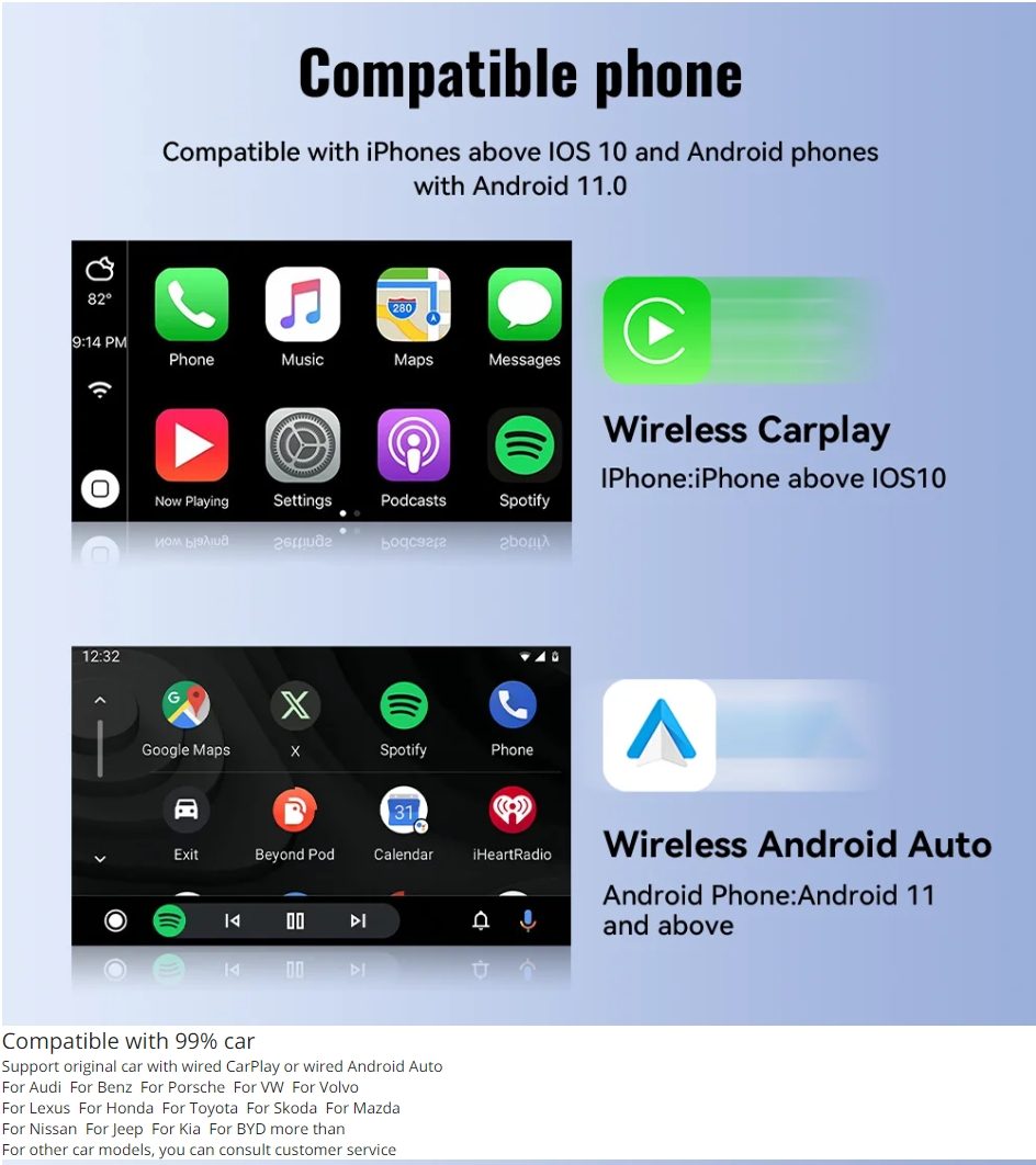 XUDA Smart Carplay AI Box 2 In 1 Wired to Wireless Mini Car Play USB ...