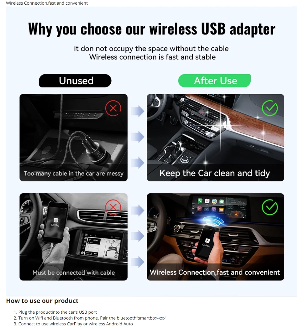 XUDA Smart Carplay AI Box 2 In 1 Wired to Wireless Mini Car Play USB ...