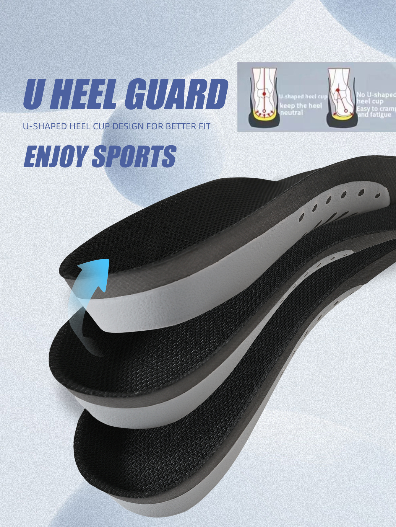 1 Pair Arch Support Insole Silicone Heel Elastic Sports Running Insole ...