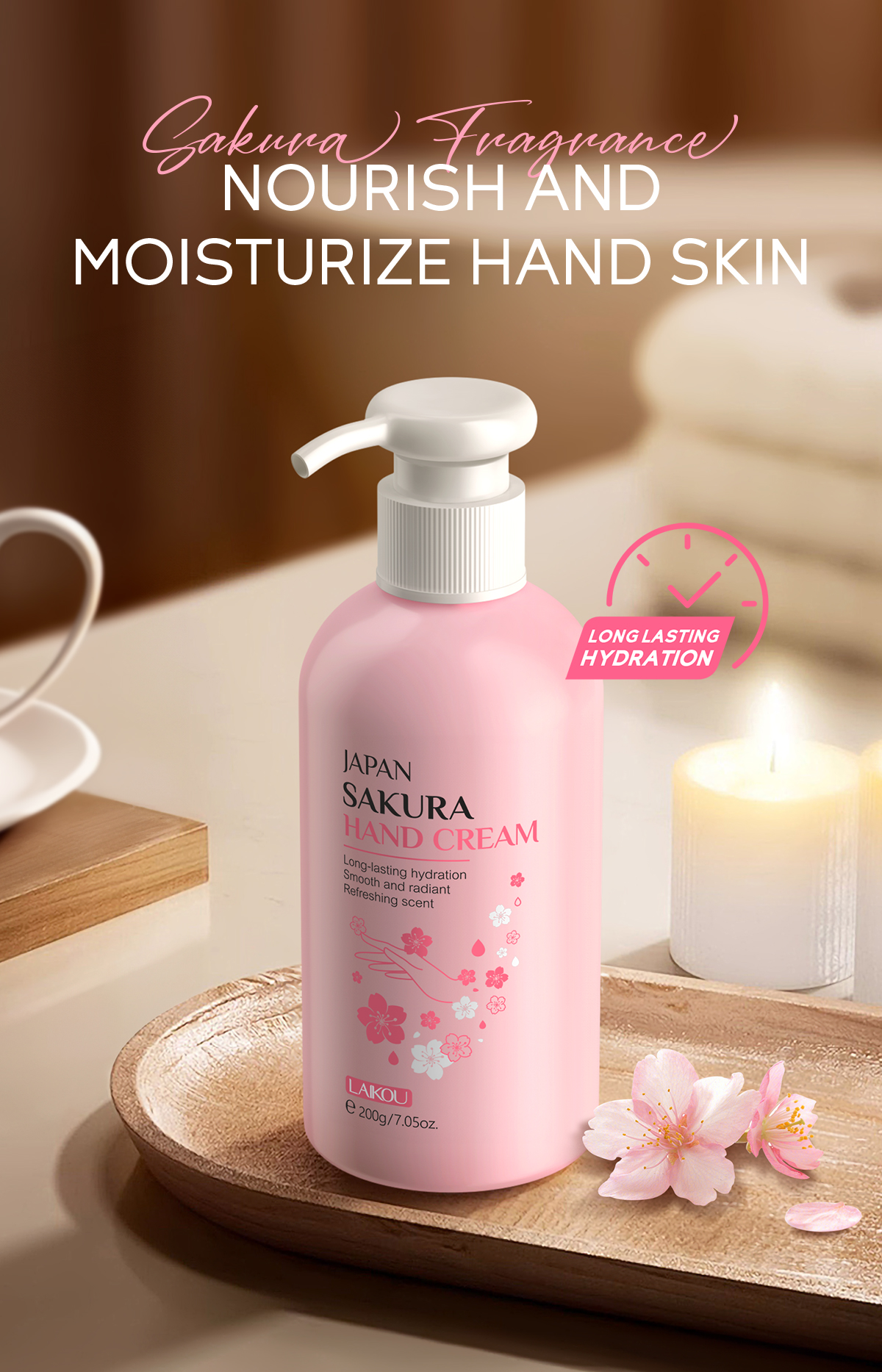 LAIKOU Japan Sakura Hand Cream Long-lasting Hydration Smooth Radiant ...