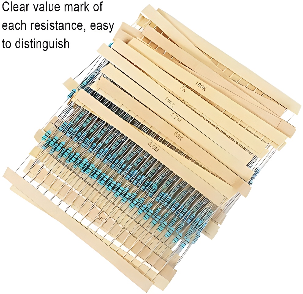 1280 Pieces 64 Values Resistor Kit, 1% Assorted Resistors 1 Ohm-10M Ohm ...