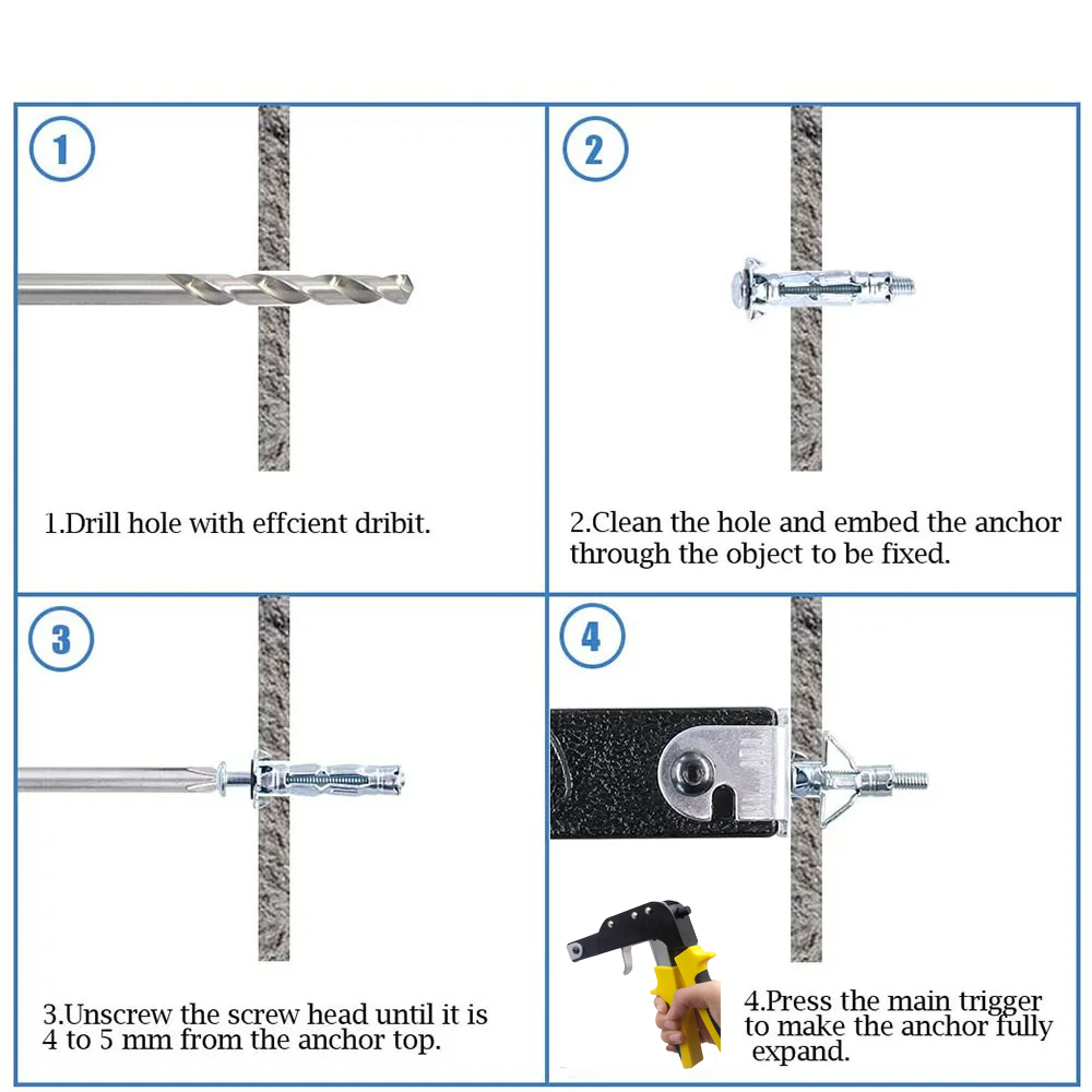 Hollow Drive Wall Anchor Screws Gun Heavy Duty Metal Tool Hollow Wall ...