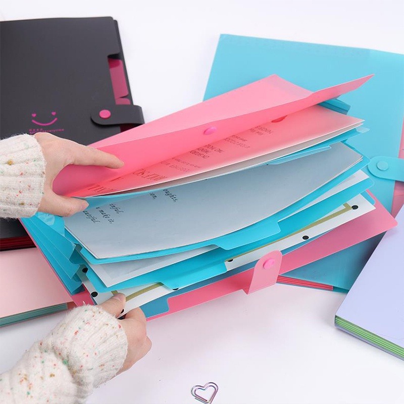 A4 Organ Folder 5 Bags Plastic Expansion File Manager Storage Envelope ...