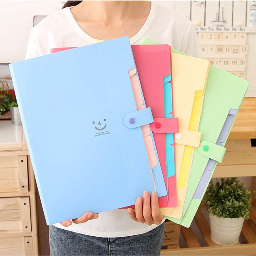 A4 Organ Folder 5 Bags Plastic Expansion File Manager Storage Envelope ...