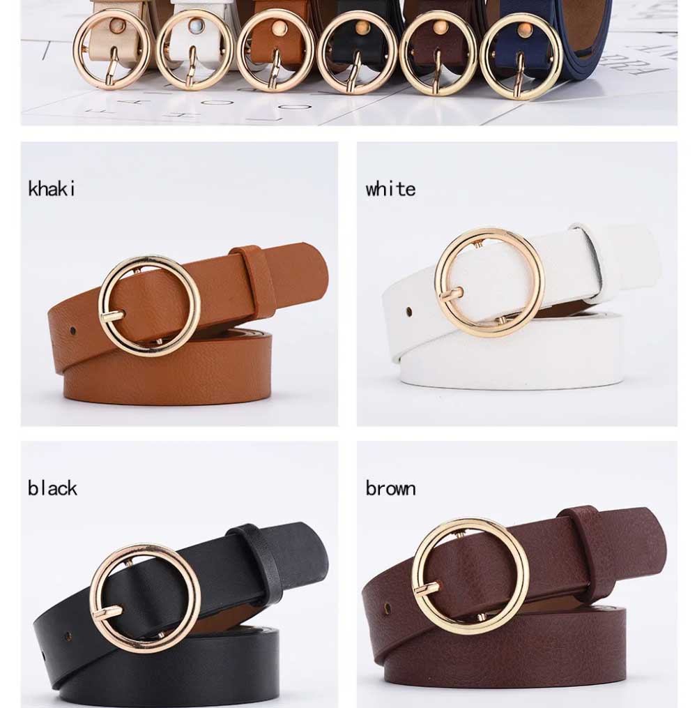 New Women's Belt Trend Gold Round Button Belt Personalized Decoration ...