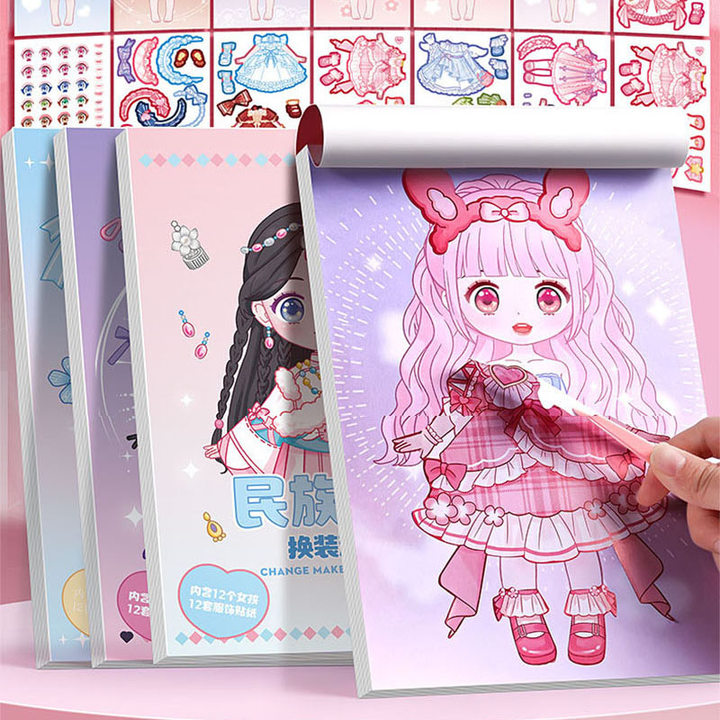 Sticker Book Stickers Paper Doll Dress Up Whole Body Dress Up Girl ...