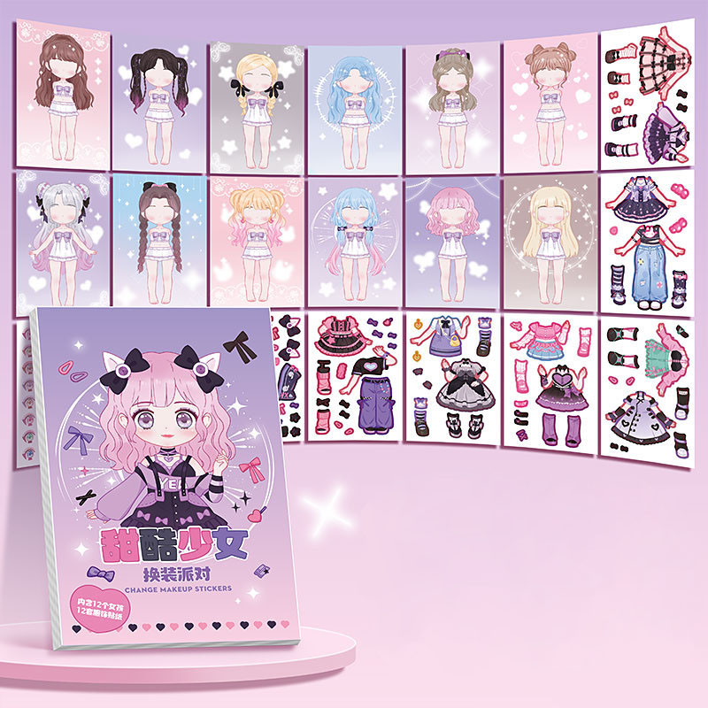 Sticker Book Stickers Paper Doll Dress Up Whole Body Dress Up Girl ...