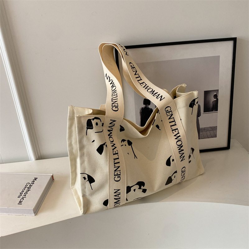 Gentlewoman Large Capacity Canvas Bag Letter Handbag Shoulder Bag ...
