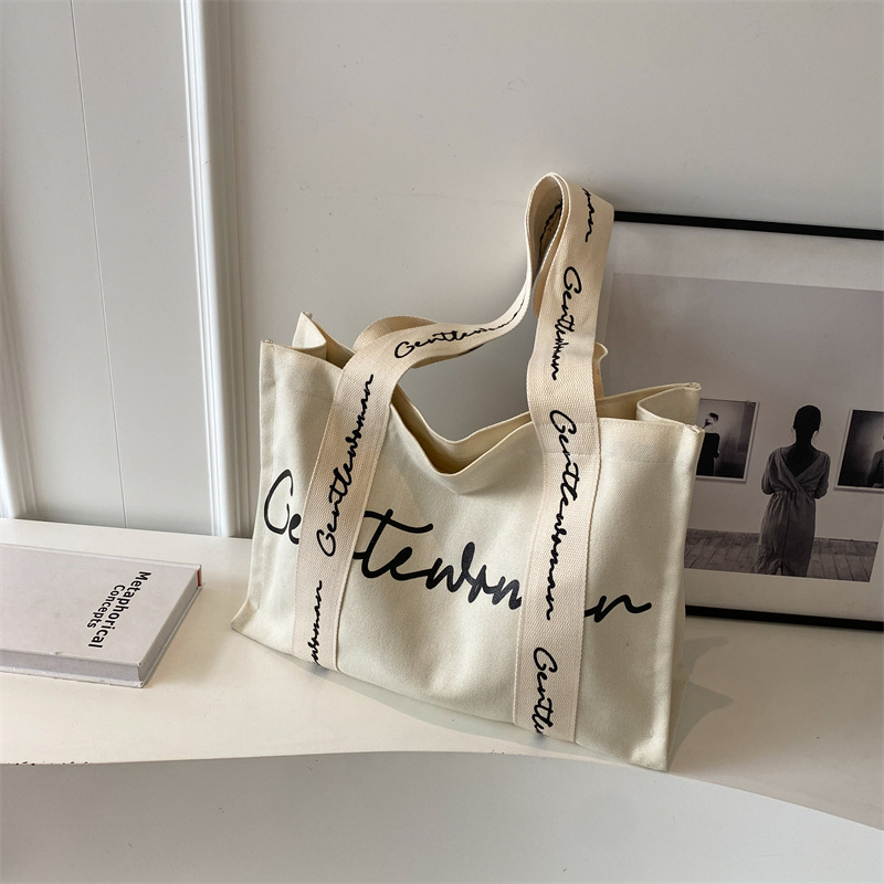 Gentlewoman Large Capacity Canvas Bag Letter Handbag Shoulder Bag ...