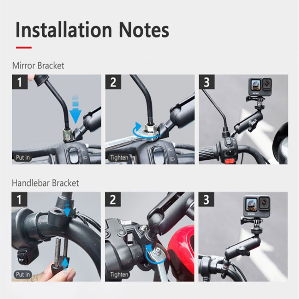 Action Camera Holder Gopro Motorcycle Bracket 360° Rotation Stand For ...