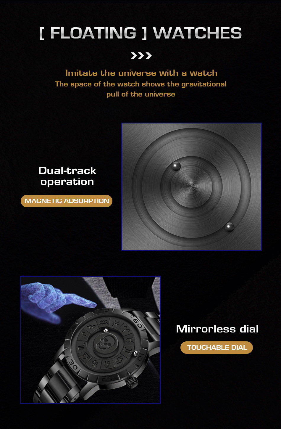 FOXBOX Men Watch Scrolling Beads Magnetic Force Waterproof Casual Sport ...