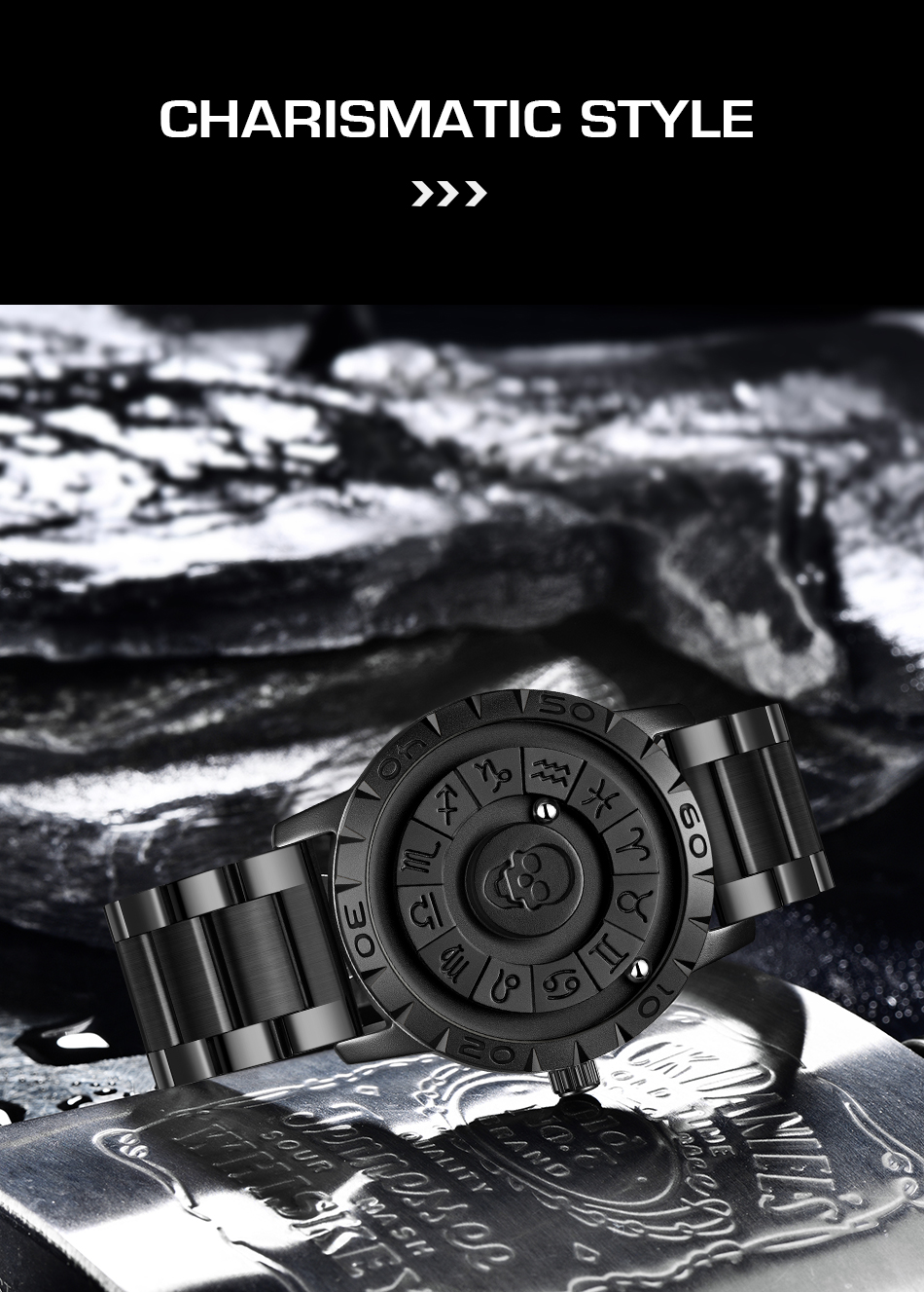 FOXBOX Men Watch Scrolling Beads Magnetic Force Waterproof Casual Sport ...