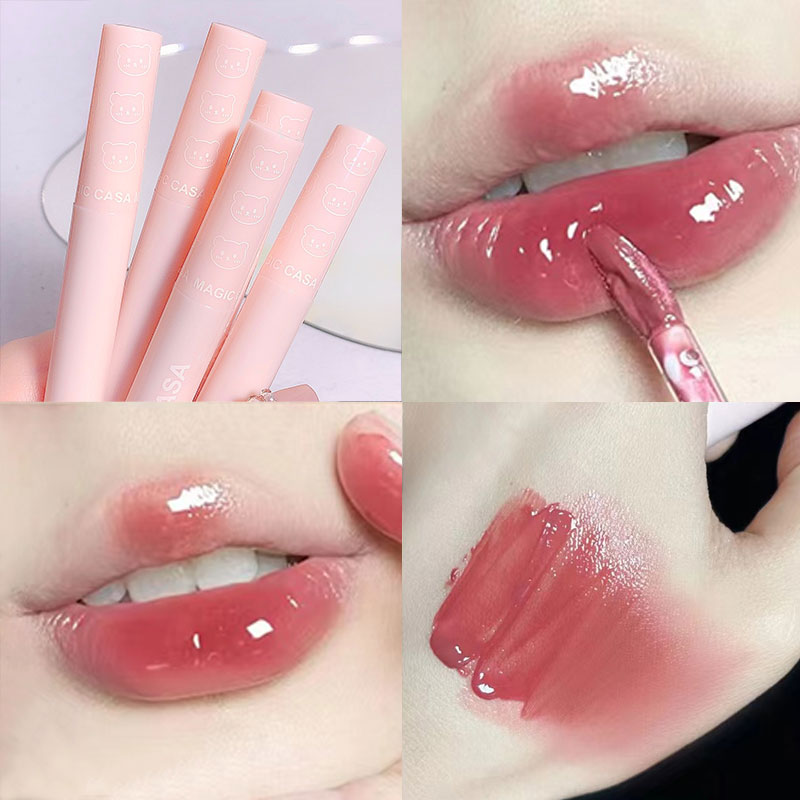 6 color bubble bear lip glaze cat air blur mouth small pink cap long ...