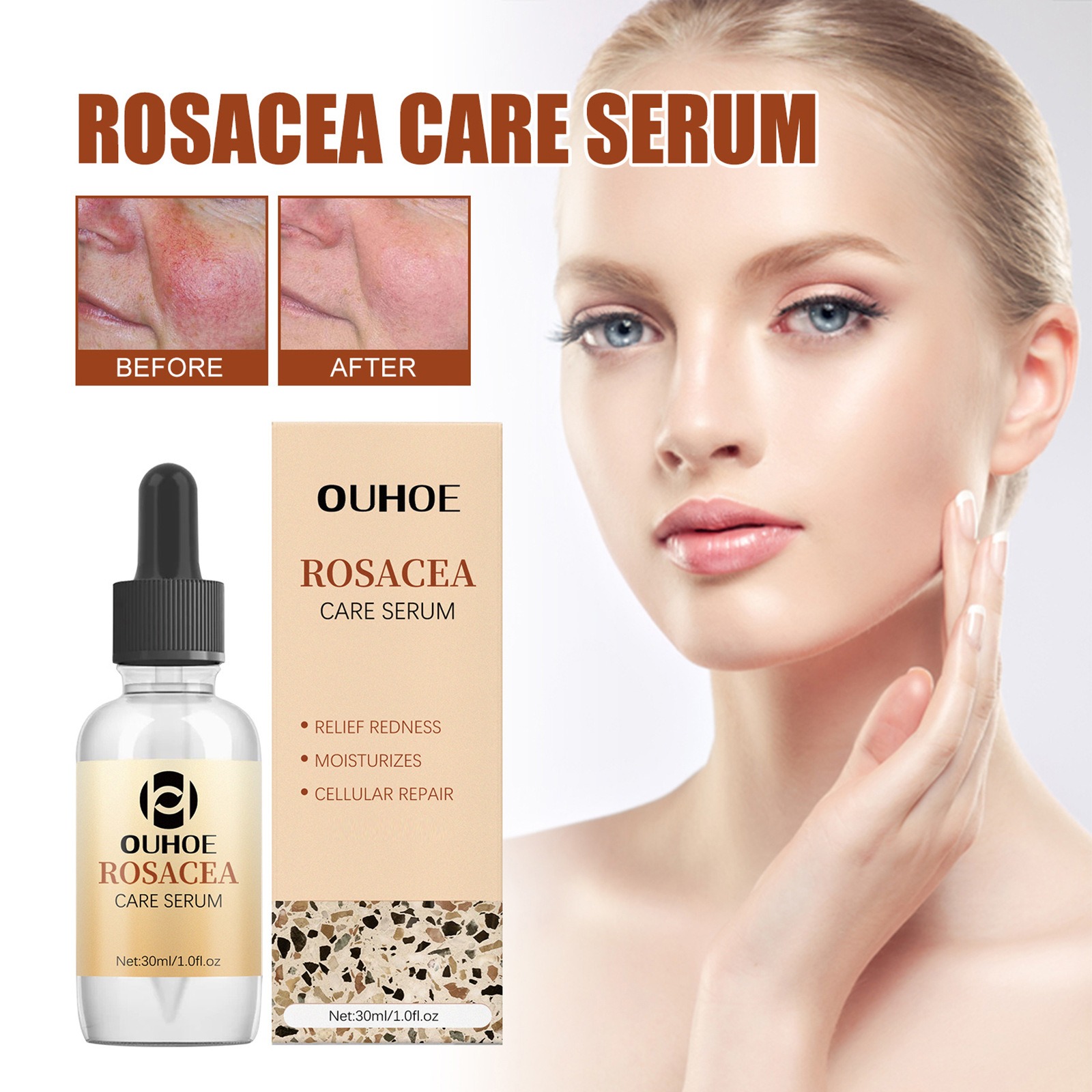 OUHOE Facial Serum 30ml Repair Barrier Redness Reducing Soothes Redness ...